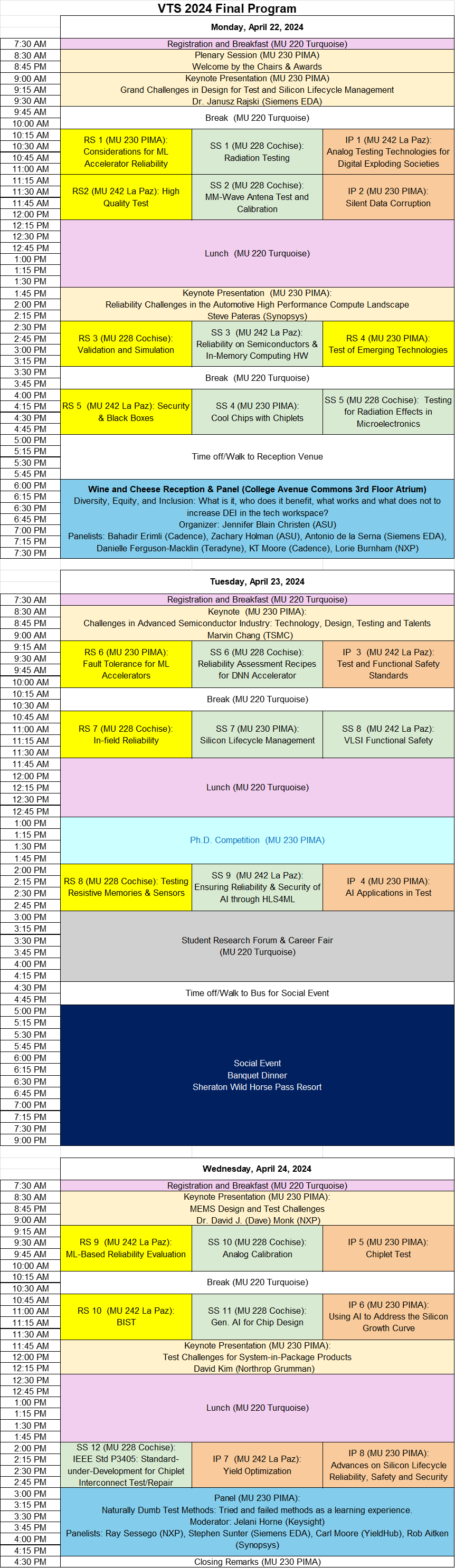 Final Program | 44th IEEE VLSI Test Symposium 2026